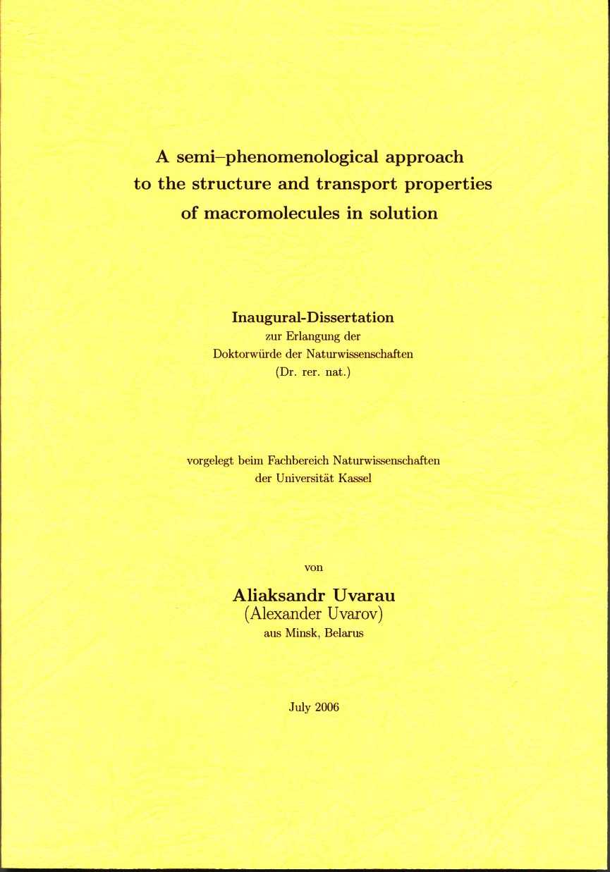 Dr Alexander Uvarov Ph D Thesis